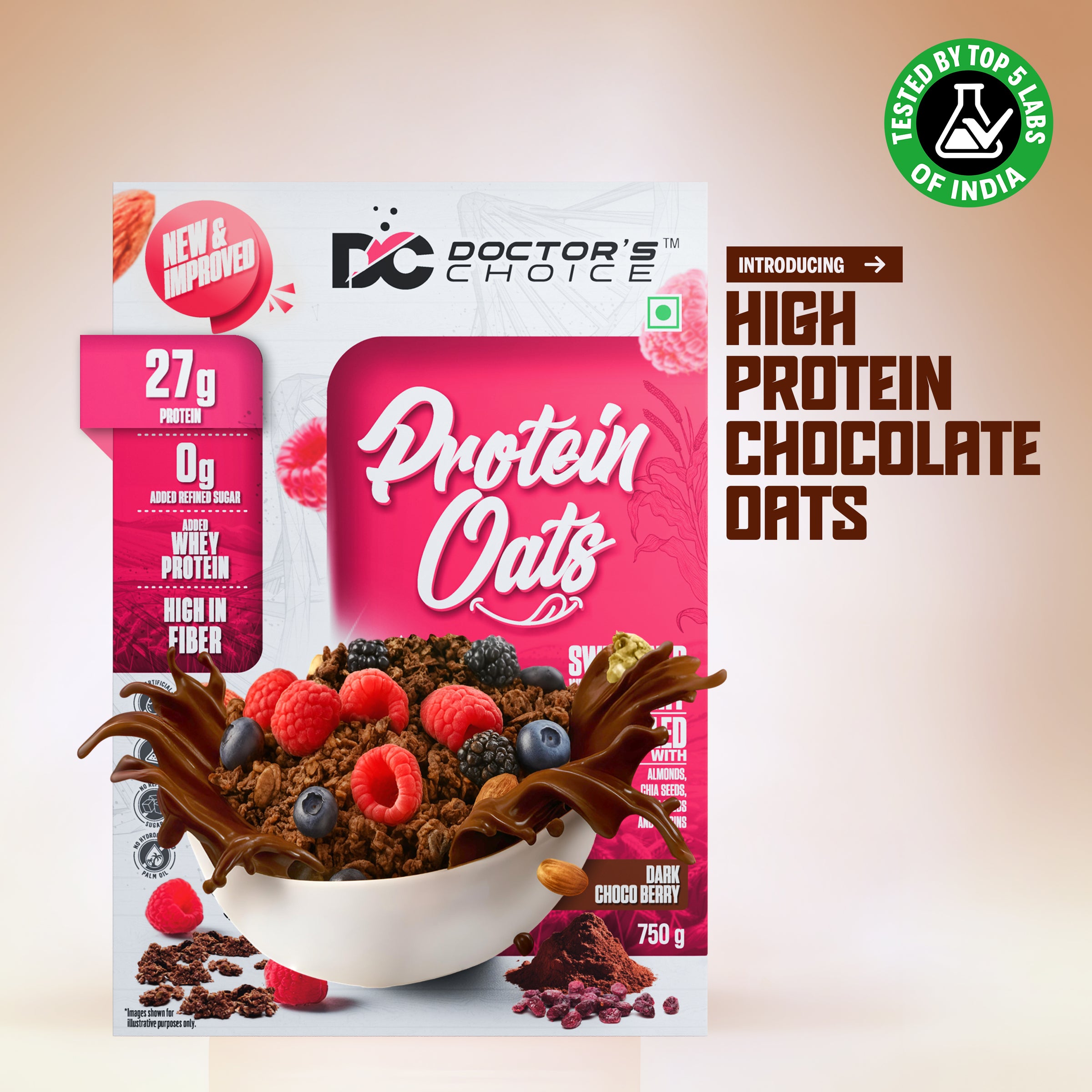 Doctor's Choice Chocolate Protein Oats 750 GM